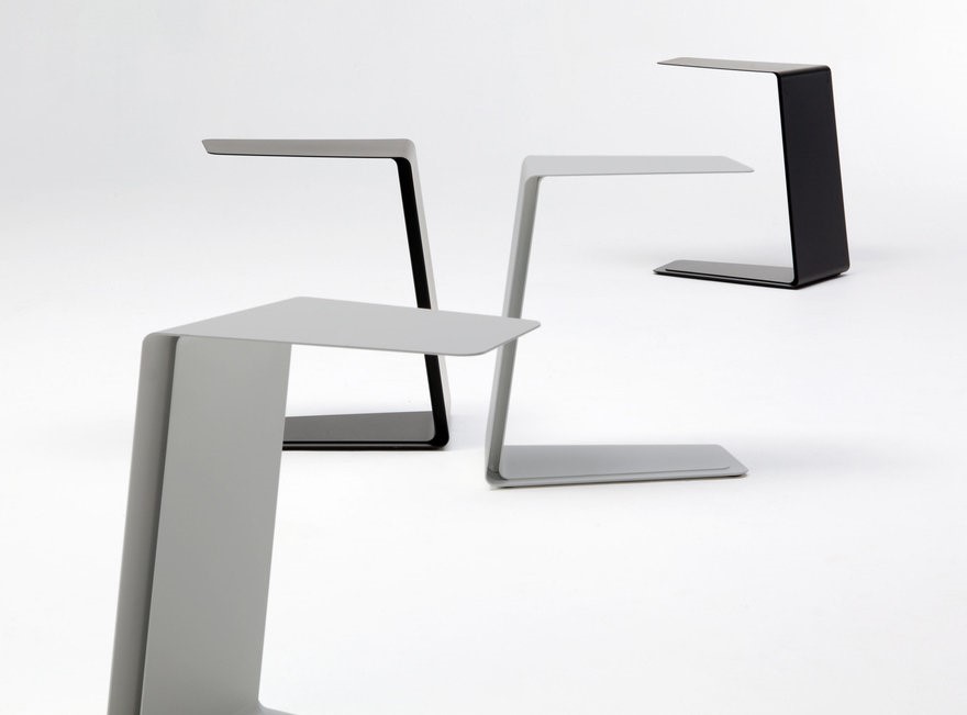 Mira table by Mark Gabbertas uses aluminium sheet layering process for ...