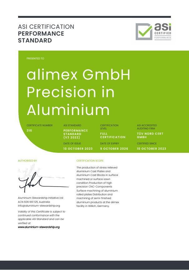 Alimex gets ASI Performance Standard V3 Certification for producing ...